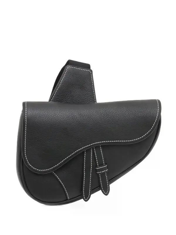 Dior 2019-2026 Grained Calfskin Saddle Crossbody Bag - Black
