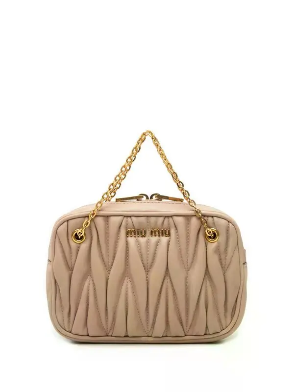 Miu Miu 2010-2026 Matelasse Nappa Pouch With Chain Handbag - Brown