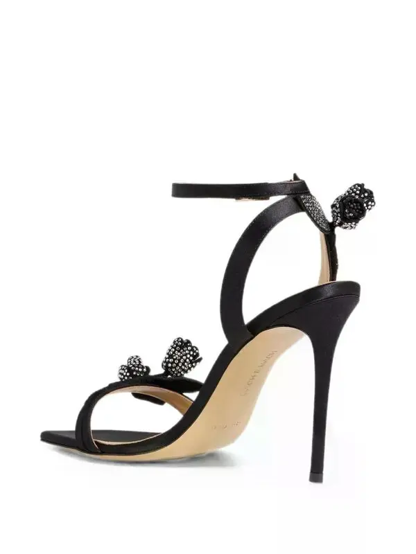 Mach & Mach Wonder Tulip Floral-appliqué Sandals - Black