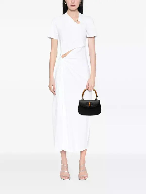 Gucci 20th Century Small Grained Calfskin Bamboo Night Satchel - Black