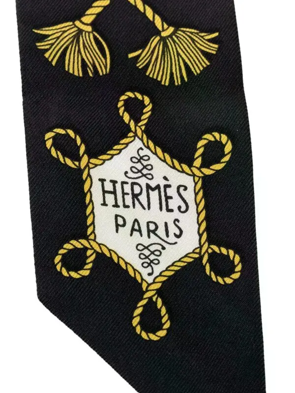 Hermès 2000-2026 Galons Et Brandebourg Silk Twilly Scarf Scarves - Black