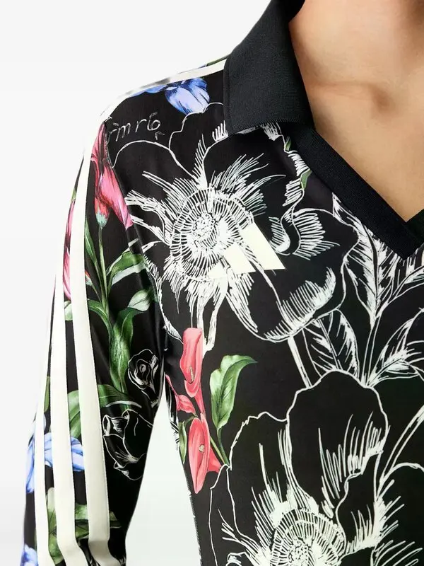 Adidas Floral-print Side-stripe Bodysuit