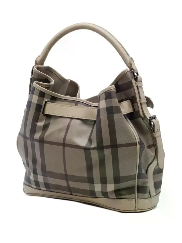 Burberry Medium Smoke Check Coated Canvas Walden Belted Hobo Handbag