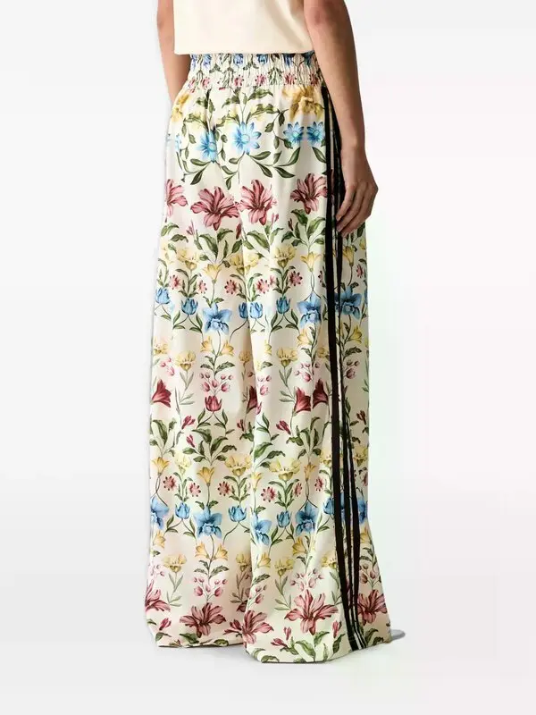 Adidas Floral-print Side-stripe Palazzo Pants