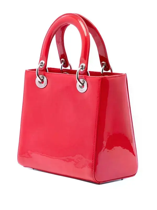 Dior 2015 Medium Patent Lady Satchel - Red