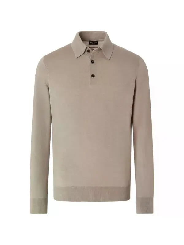 Zegna Light Taupe Mélange Cashseta Polo Shirt - Neutrals