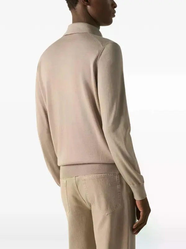 Zegna Light Taupe Mélange Cashseta Polo Shirt - Neutrals