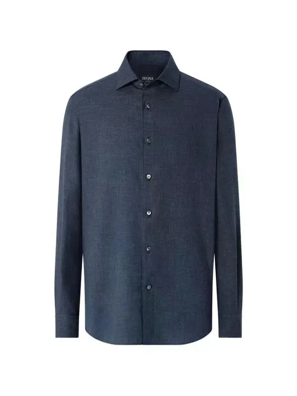 Zegna Navy Cashco Shirt