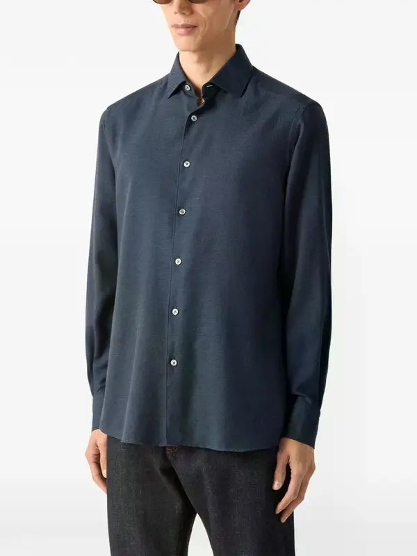 Zegna Navy Cashco Shirt