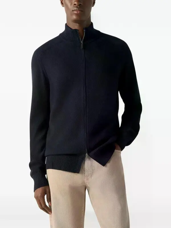 Zegna Navy Cashseta Full-zip Cardigan