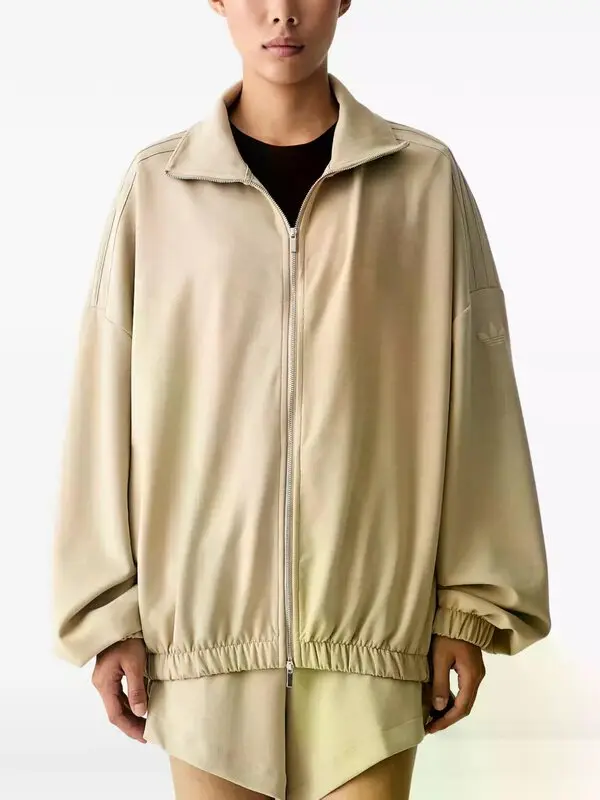 Adidas 3-stripes Trefoil Zip-up Top - Neutrals