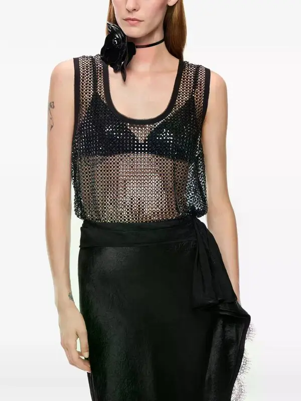 Pinko Sequin-embellished Mesh Top
