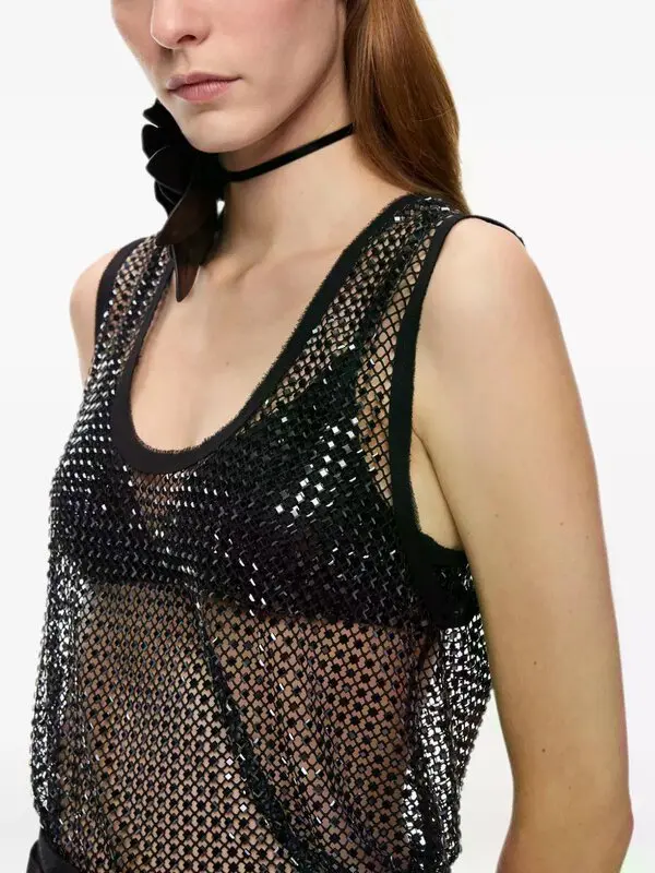 Pinko Sequin-embellished Mesh Top