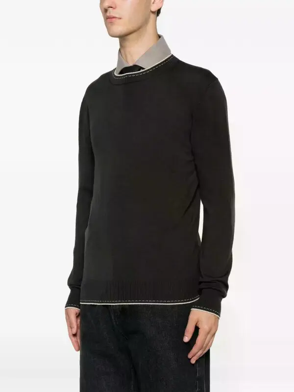 Eleventy Contrast-trim Wool Sweater