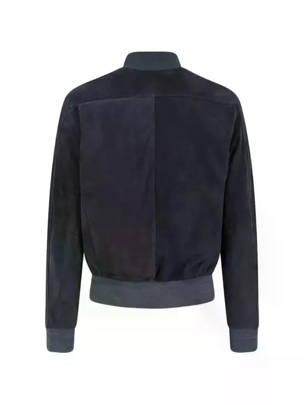DFOUR Suede Ribbed-trim Bomber Jacket