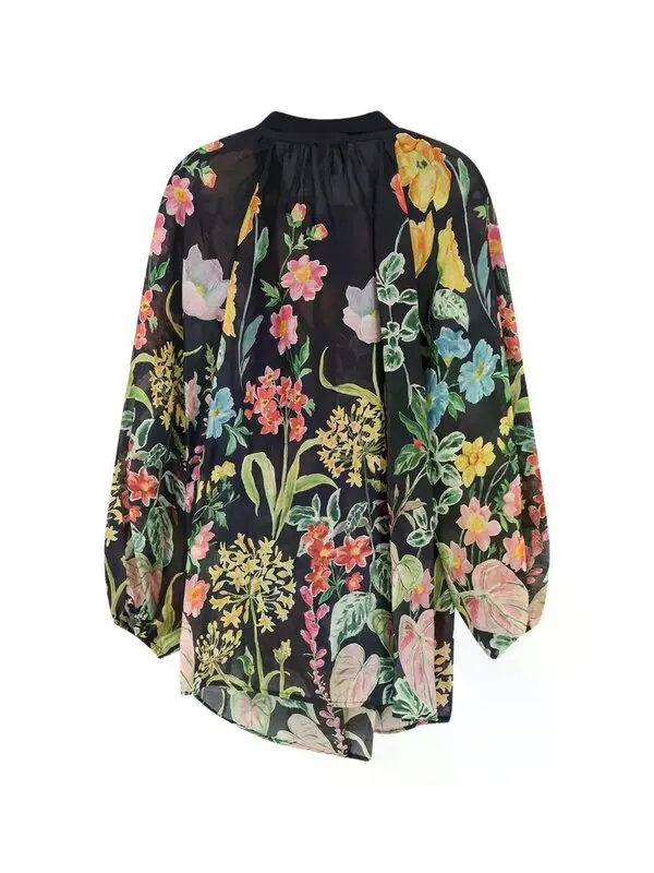 LAVI COUTURE Afrodite Floral Print Ramie Shirt