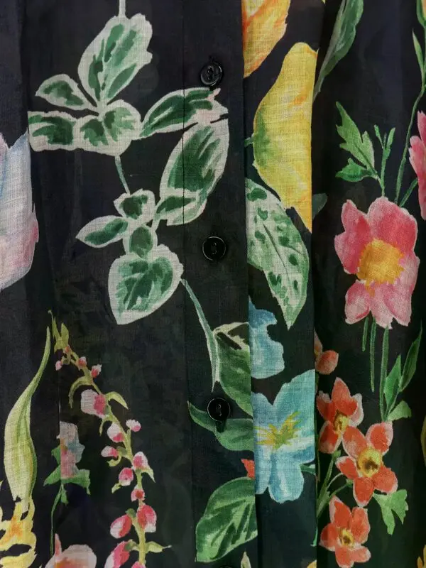 LAVI COUTURE Afrodite Floral Print Ramie Shirt