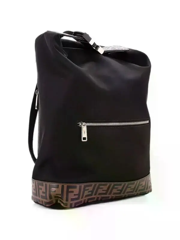 Fendi Santander Nylon With Zucca Embossed Leather Backpack