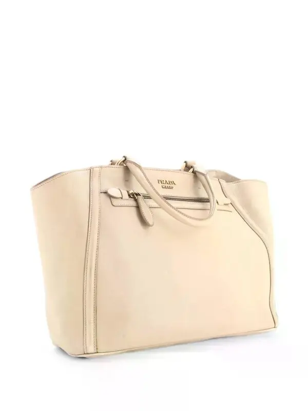 Prada Front Pocket Tote City Calfskin Large Satchel