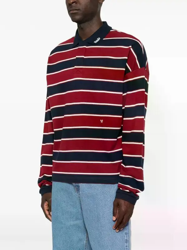 Rhude Striped Long-sleeve Polo Shirt - Red