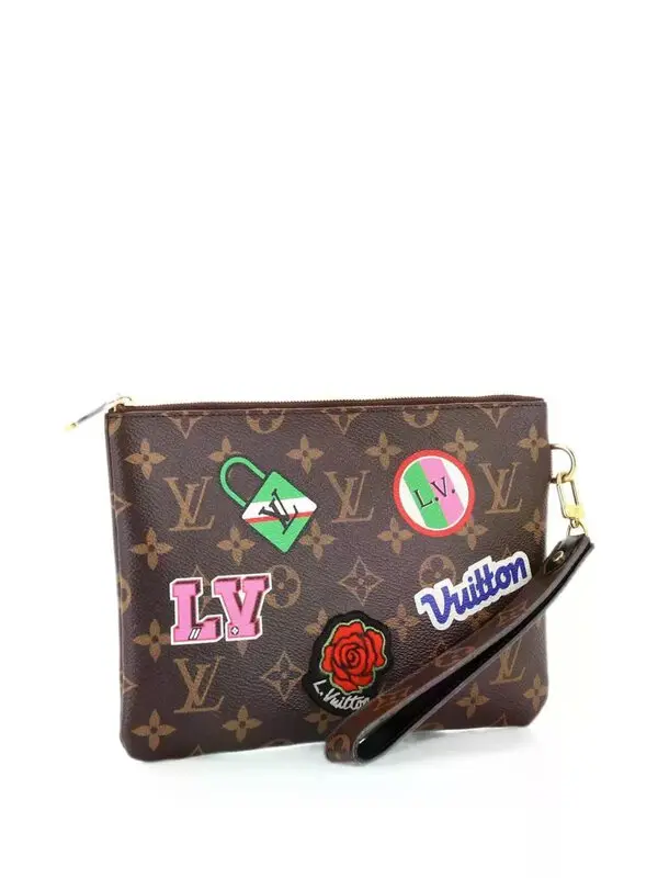 LOUIS VUITTON City Pouch Limited Edition Patches Monogram Canvas Clutch Bag - Brown