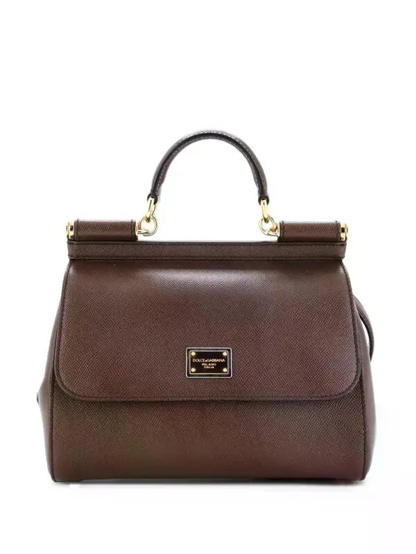 Dolce & Gabbana Miss Sicily Leather Medium Satchel - Brown