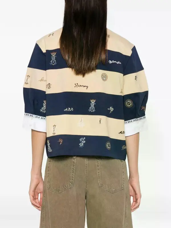 Sea Juliet Embroidered Striped Polo Shirt - Neutrals