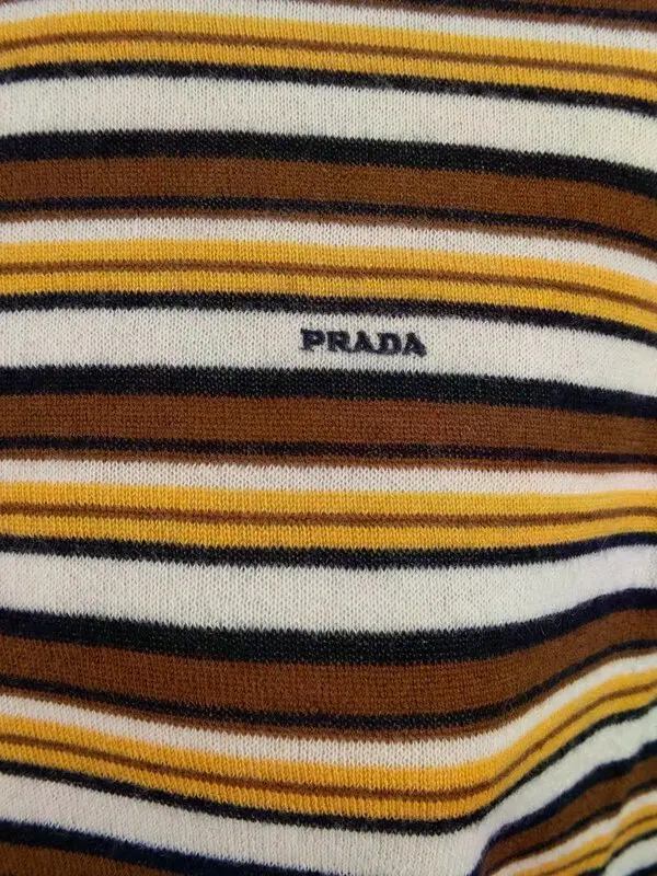 Prada Striped Short-sleeve Sweater