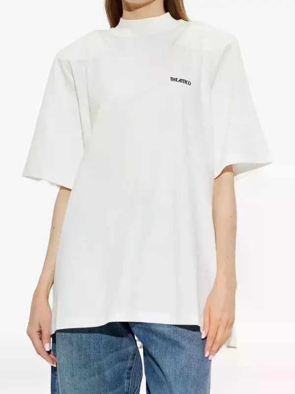 Attico Shoulder-pad Logo-embroidered T-shirt - White