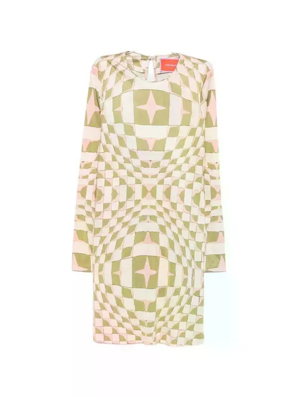 La DoubleJ Geometric-print Long-sleeve Midi Dress - Neutrals
