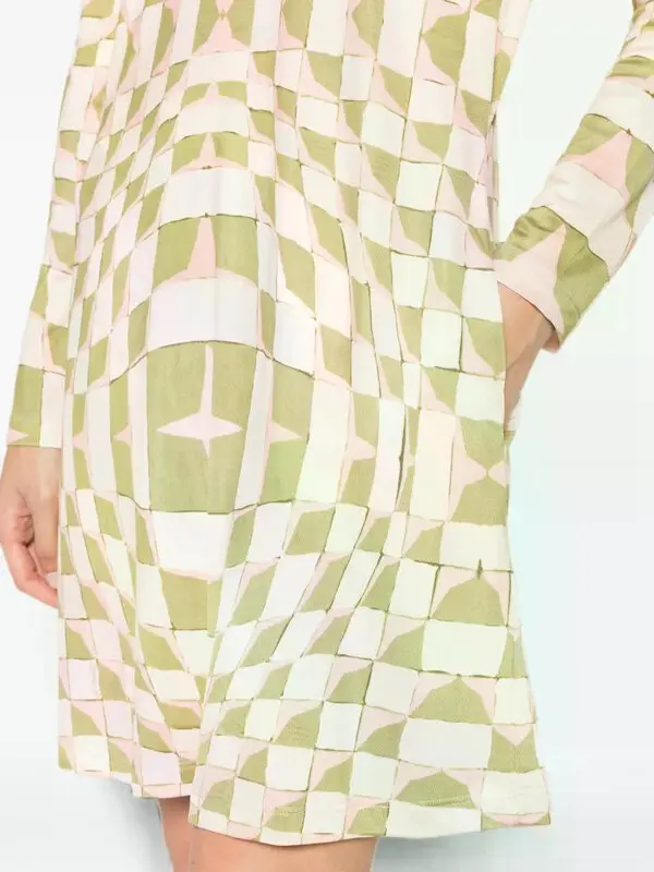La DoubleJ Geometric-print Long-sleeve Midi Dress