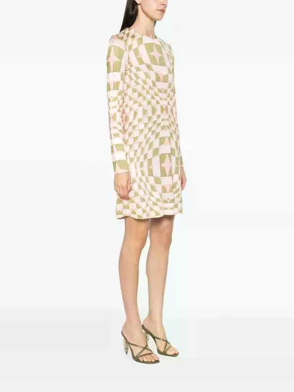 La DoubleJ Geometric-print Long-sleeve Midi Dress