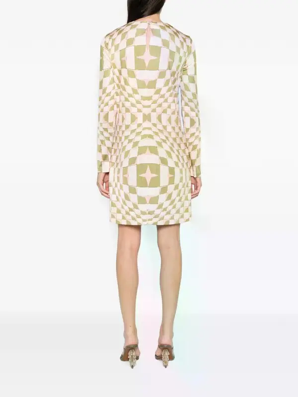 La DoubleJ Geometric-print Long-sleeve Midi Dress