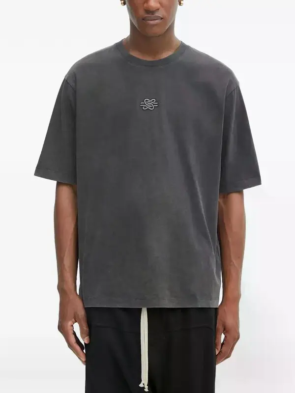 Filling Pieces Logo-patch Cotton T-shirt - Grey