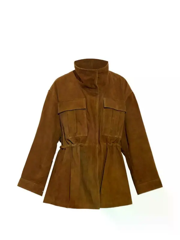 RÓHE Suede Drawstring Jacket - Brown