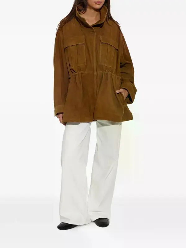 RÓHE Suede Drawstring Jacket - Brown