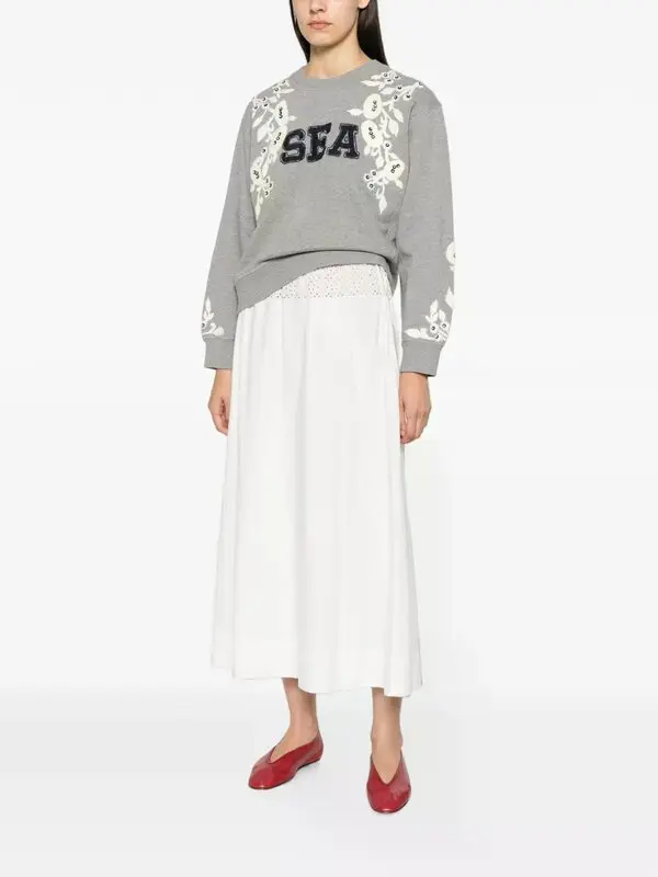Sea Floral Embroidered Sweatshirt