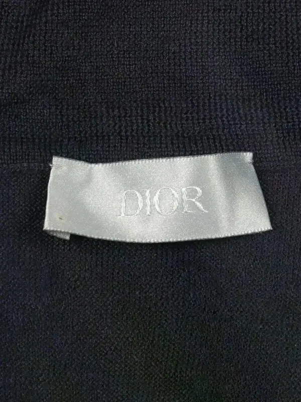 Dior Navy Cashmere Bee Embroidery Turtleneck Sweater