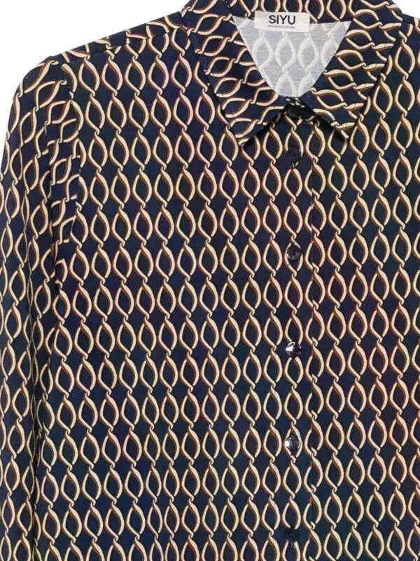 SIYU Geometric Print Button-up Shirt