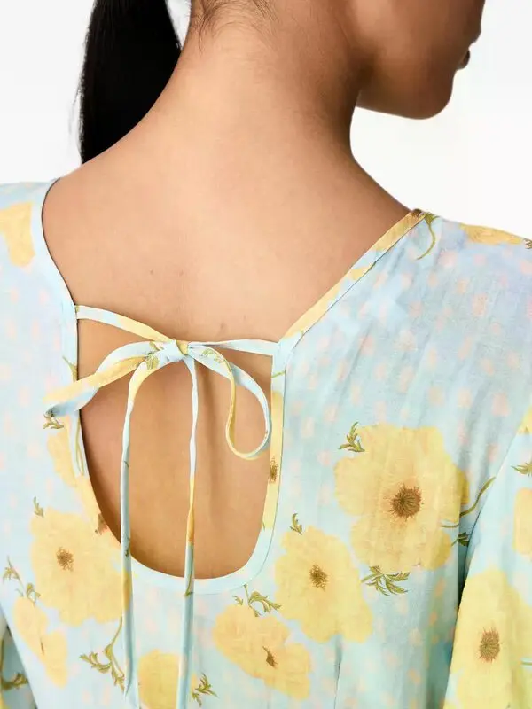 NEVER FULLY DRESSED Floral-print Puff-sleeve Mini Dress