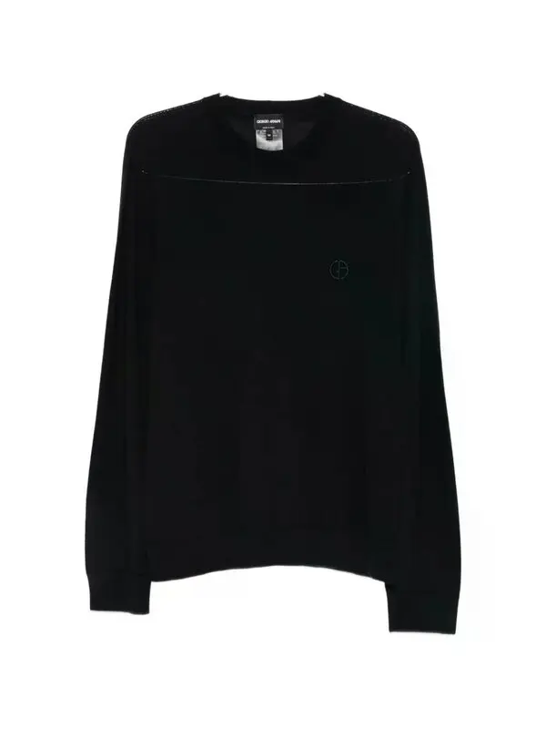 Giorgio Armani Ga-logo Embroidered Sweater - Blue