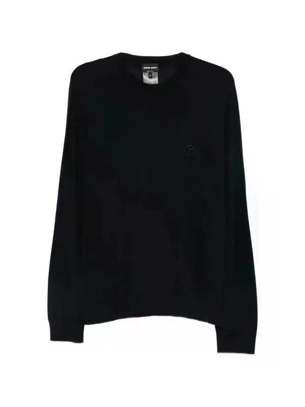 Giorgio Armani Virgin Wool Embroidered Logo Sweater
