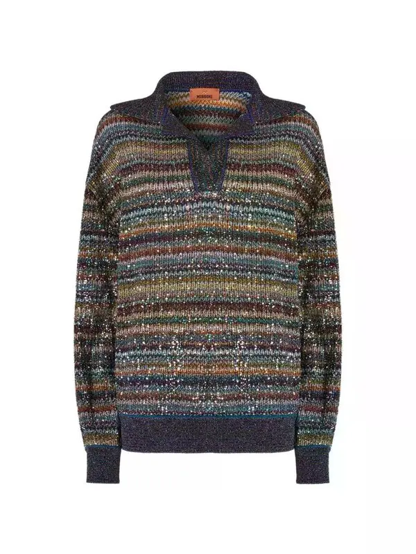 Missoni Sequin-embellished Striped Sweater - Blue