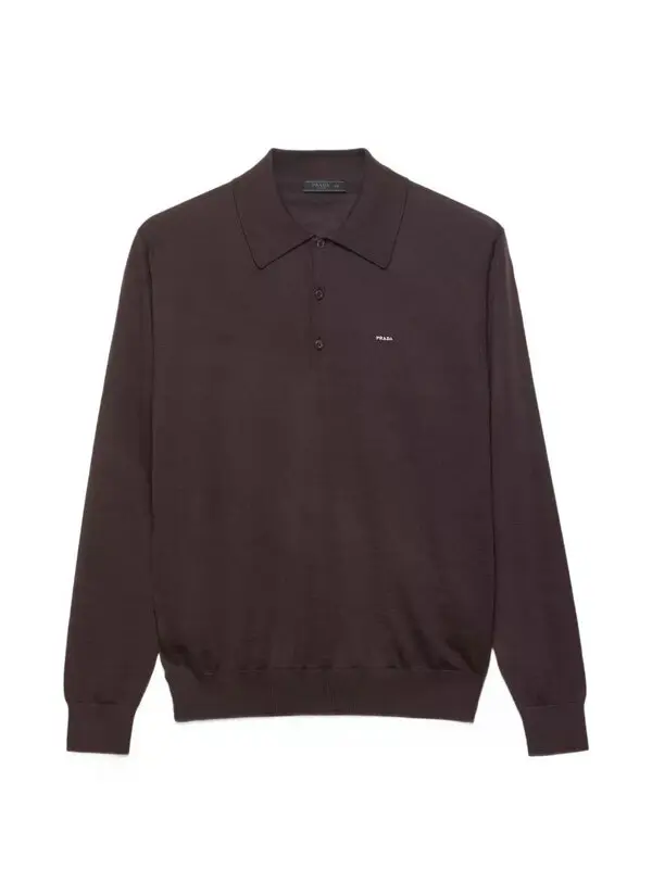 Prada Long-sleeved Superfine Wool Polo Sweater - Brown