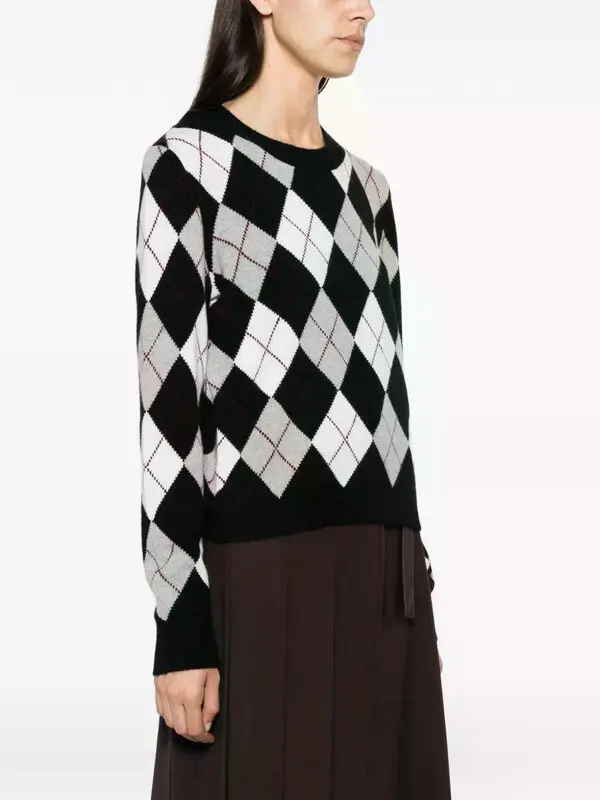 LISA YANG Antoni Argyle Pattern Sweater - Black