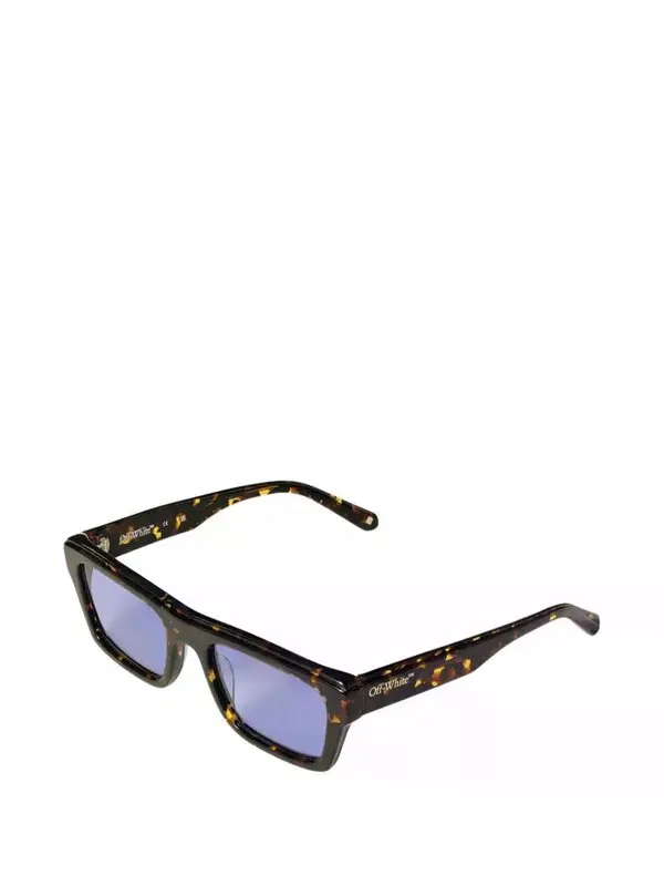 Off-White Tortoiseshell Effect Rectangle Frame Sunglasses - Brown