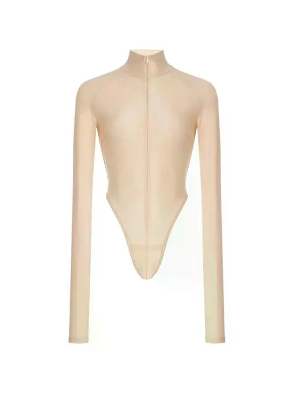 LAQUAN SMITH High-neck Long-sleeve Bodysuit - Neutrals