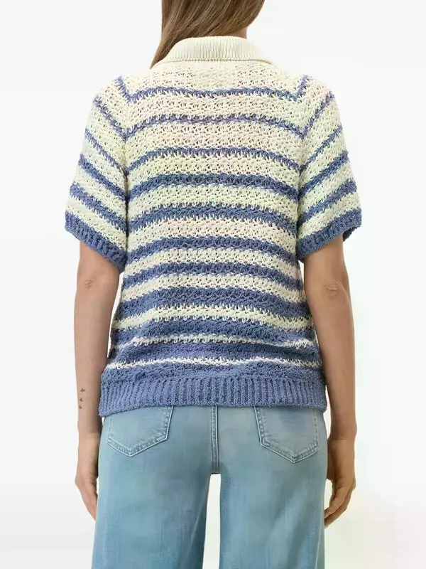 Closed Striped-knit Polo Cardigan