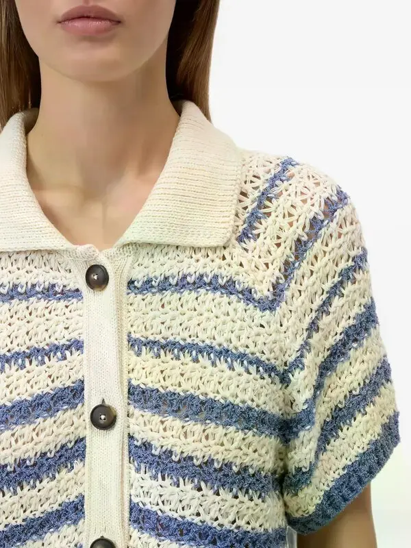 Closed Striped-knit Polo Cardigan