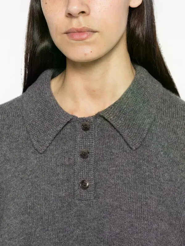 LISA YANG Etta Cashmere Polo Sweater - Grey